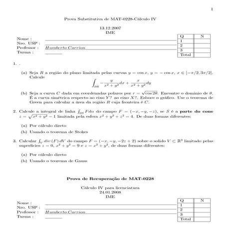 Provas passadas Subs e Rec. | PDF