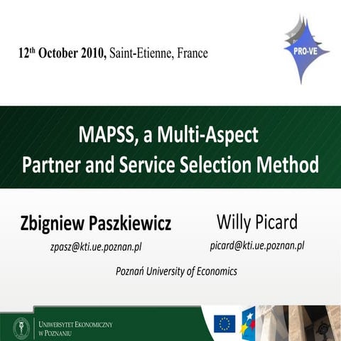 MAPSS, a Multi-Aspect Partner and Service Selection | PPT | Computer ...