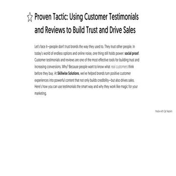 How Customer Testimonials and Reviews Can Build Trust and Skyrocket ...