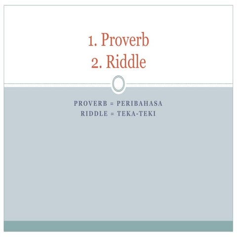 Proverb and riddle | PPTX