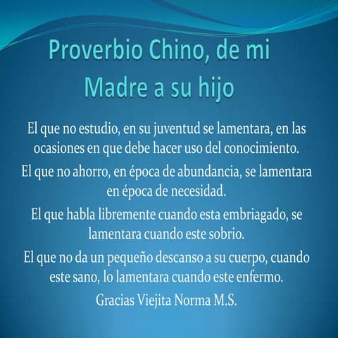 Proverbio chino de mi madre | PPTX
