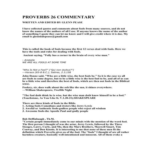 Proverbs 26 commentary | PDF
