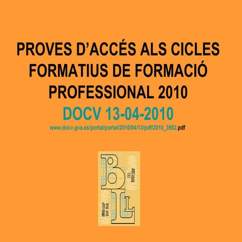 Proves d’accés als cicles formatius de formació professional | PPT