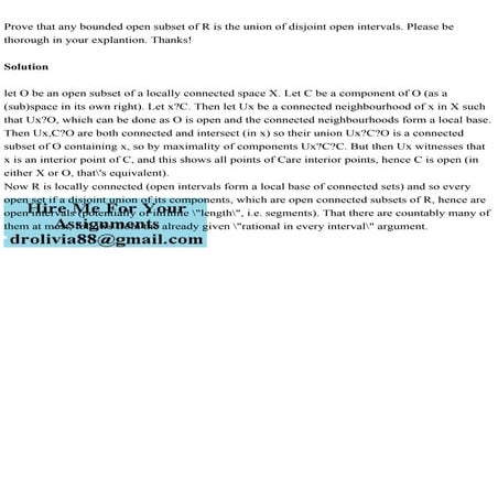 Prove that any bounded open subset of R is the union of disjoint ope.pdf