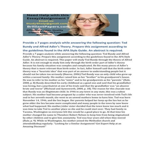 Provide a 7 pages analysis while answering the following Ted.pdf