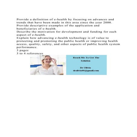 Provide a definition of e-health by focusing on advances and trend.docx