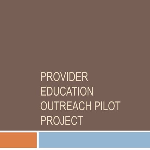 Provider Education Committee Pilot Outreach Project | PPT