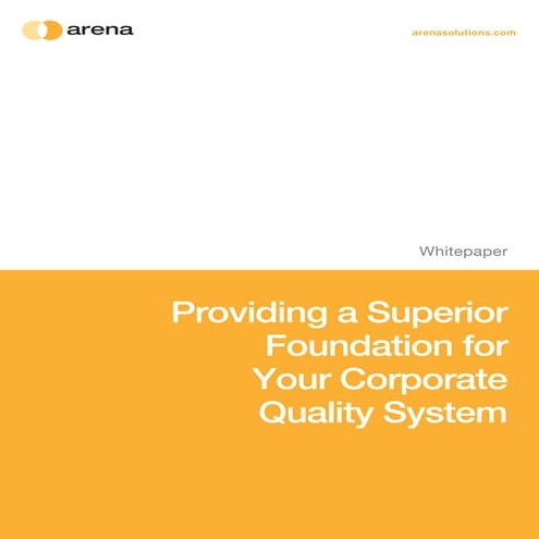 Providing a superior foundation for your corporate quality system | PDF