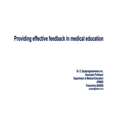 Providing effective feedback in medical education | PDF