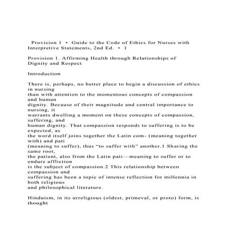 Provision 1 • Guide to the Code of Ethics for Nurses with .docx