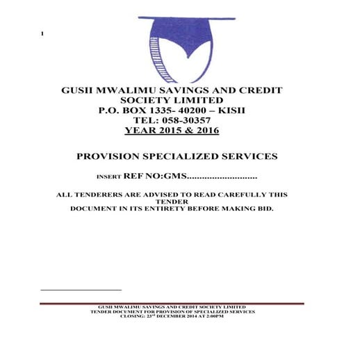 GUSII MWALIMU SACCO TENDER DOCUMENTS 2015_2016 | PDF