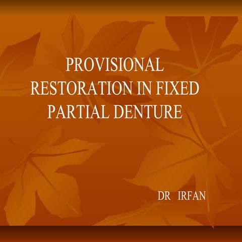 Temporization in fixed prosthodontics | PPTX