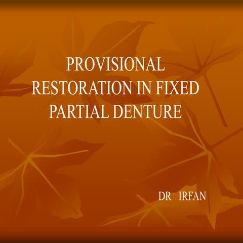 Temporization in fixed prosthodontics | PPTX