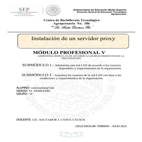 Instalacion del servidor proxy para conectar una red lan a una pc con ...