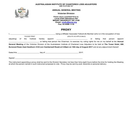 AICLA (Vic) Proxy Nomination | PDF