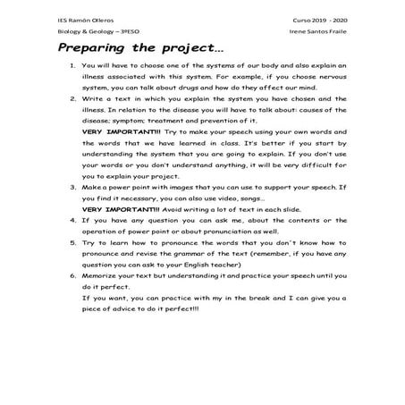 Proyect first term | DOC | Medical Health