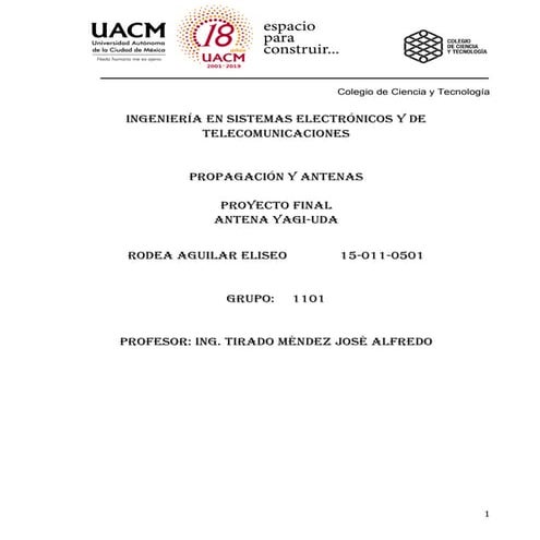 Proyecto antena yagi uda | PDF