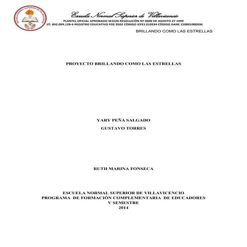 Proyecto brillando como las estrellas ya | DOCX