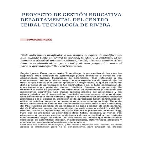 Proyecto ceibal tecnologia departamental 2013 | DOCX
