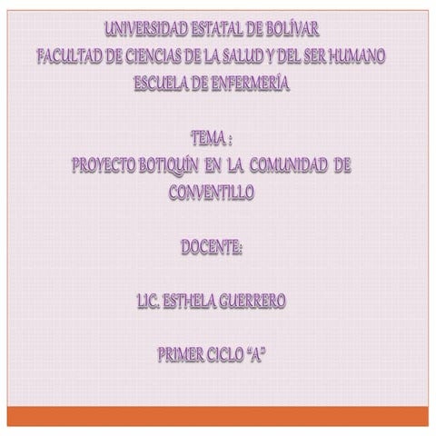 Proyecto comunitario botiquin | PPTX
