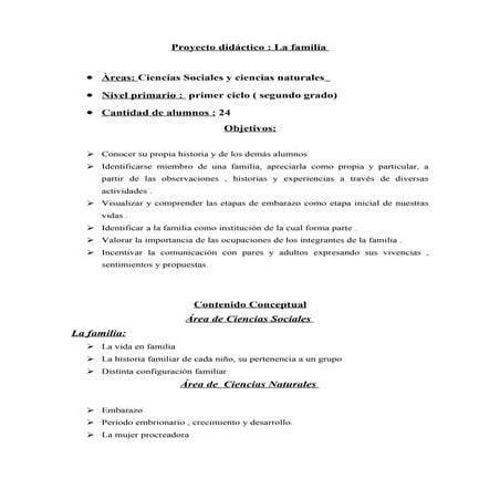 Proyecto didáctico : la familia | DOC