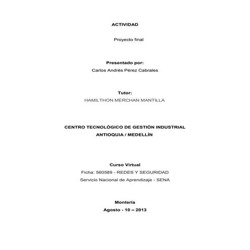 redes y seguridad Proyecto final | DOCX | Computing | Technology & Computing