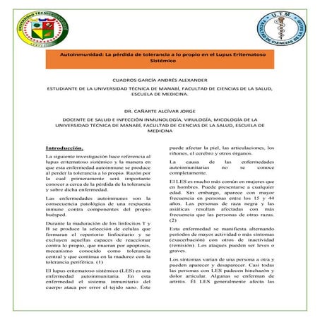 TG-P AUTOINMUNIDAD (LUPUS) - Inmunidad Inespecífica | PPTX