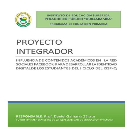 Propuesta de Proyecto integrador, | DOCX