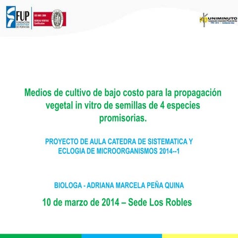 Proyecto microorganismos FUP 2014-1 | PPTX