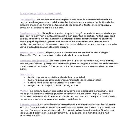 Proyecto para la comunidad | PDF