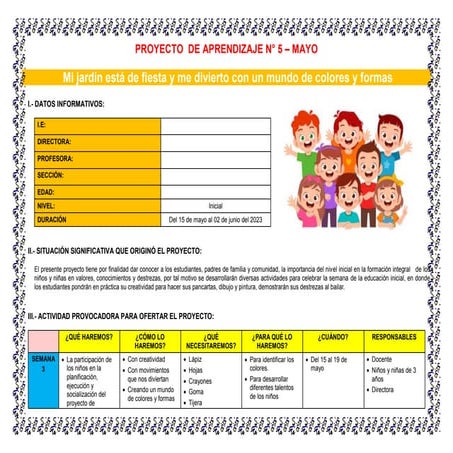 Proyecto de la familia para maestras de educación inicial | DOC