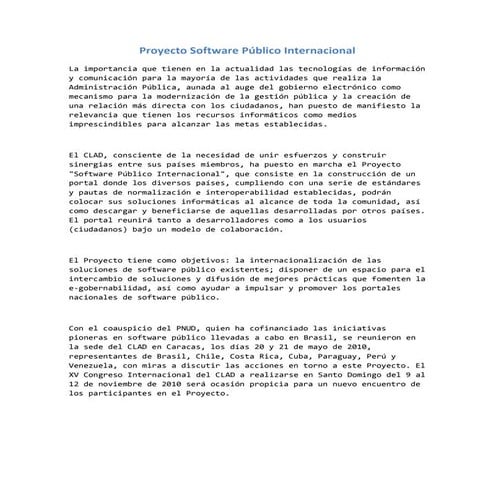 Proyecto software público internacional | DOCX | Computing | Technology & Computing