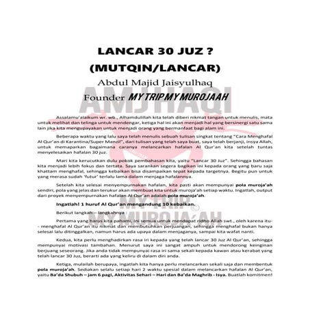Proyek Mutqin 30 Juz My Trip My Murojaah | PDF