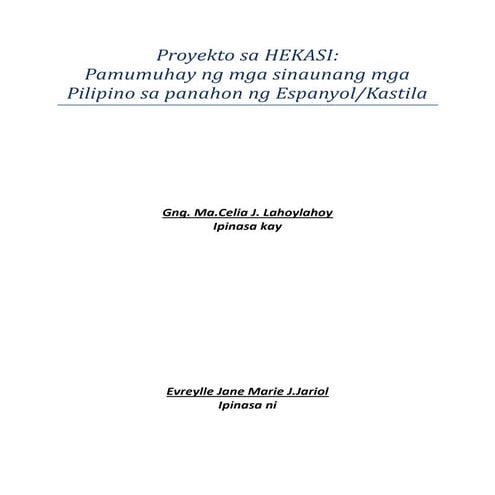 Proyekto sa hekasi 1st grading | DOCX
