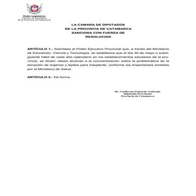 Proyecto Resolucion - Establecer el 30 mayo se dicten clase alusivas a ...