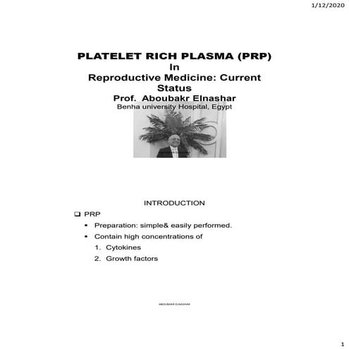 platelet rich plasma in reproductive medicine | PDF