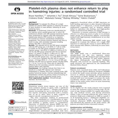 Prp and hamstring injury | PDF