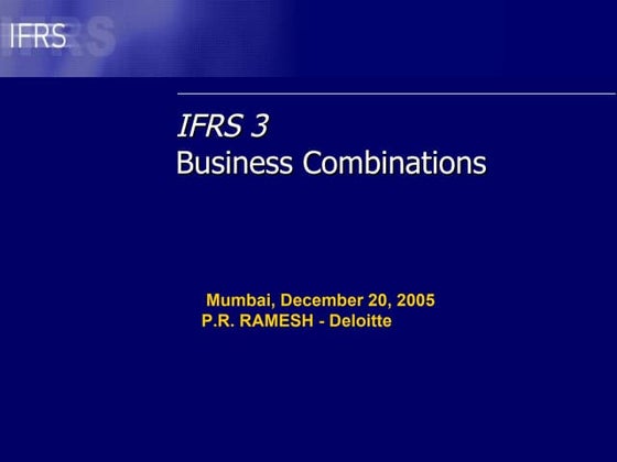 Ifrs 3 Business Combinations Ppt Mergers And Acquisitions