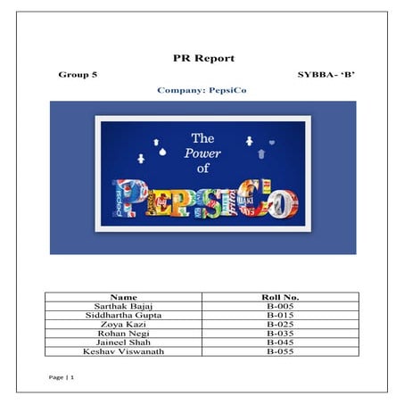 A Report on PepsiCo | PDF