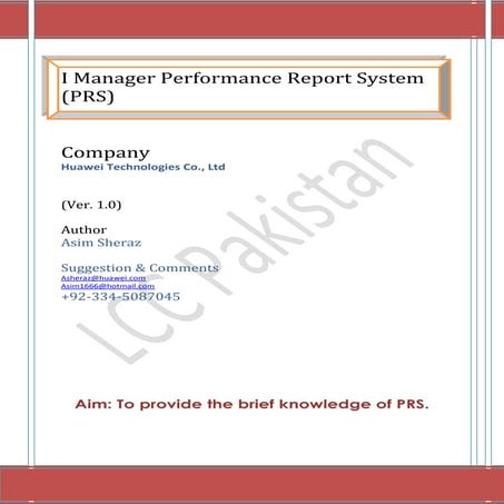 I Manager Performance Report System (PRS) | PDF