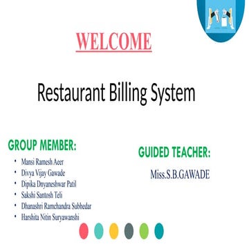 PRSENTATATION ON RESTAURANT BILLING SYSTEM | PPTX | Bars & Restaurants | Attractions