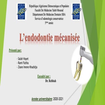 l'endodontie mécanisée | PPTX