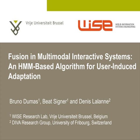 Fusion In Multimodal Interactive Systems An Hmm Based Algorithm For User Induced Adaptation Ppt