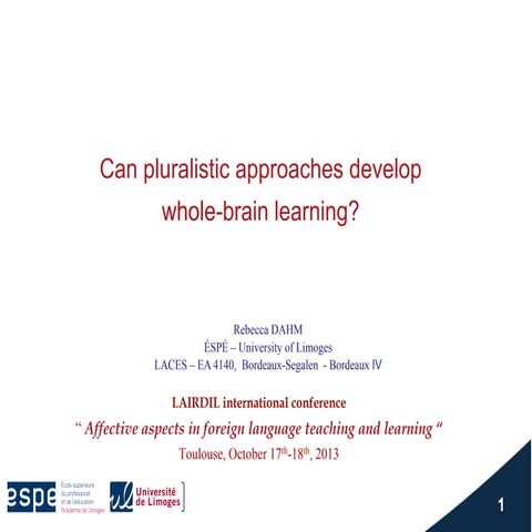 Can pluralistic approaches develop whole-brain learning? R. DAHM | PDF