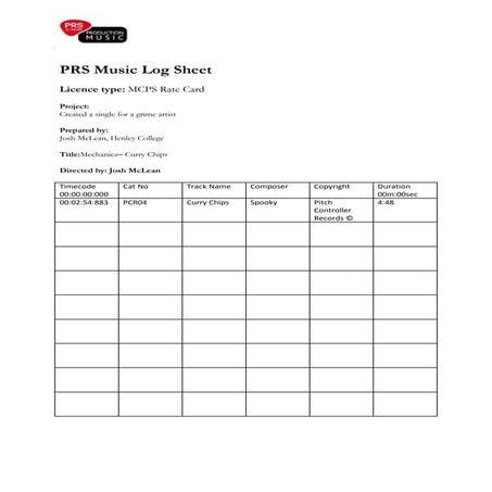 PRS Log Sheet | DOCX