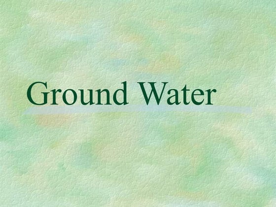 Hydrologic cycle & groundwater | PPTX
