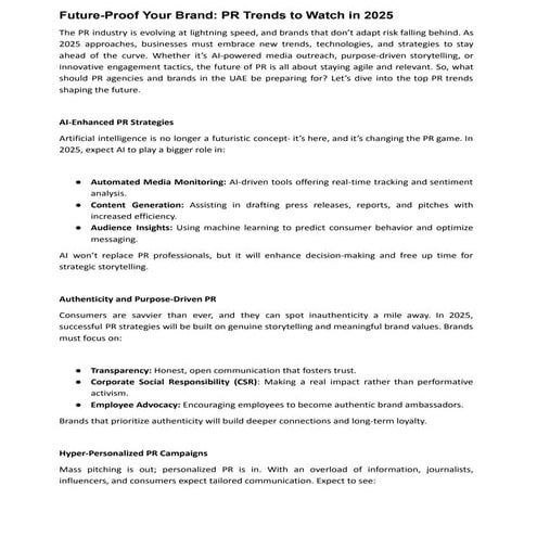 Future-Proof Your Brand: PR Trends to Watch in 2025 | PDF