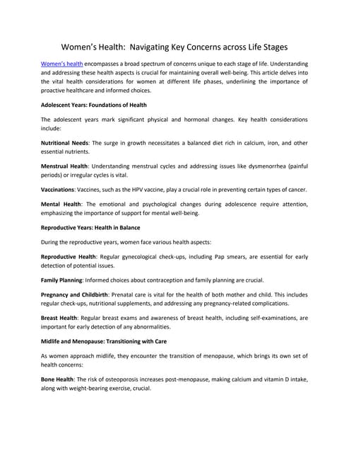 Women's Health_ A Comprehensive Guide.pdf | Menopause | Endocrine and ...