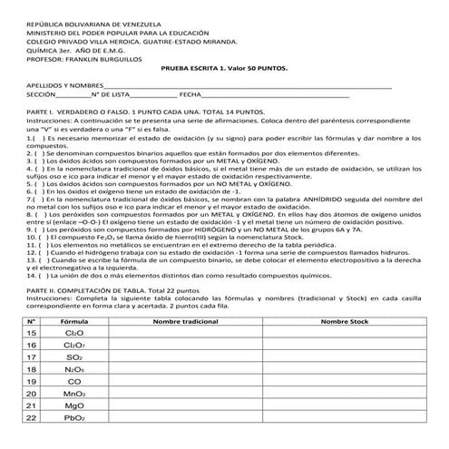 Prueba 50 puntos compuestos binarios villa h | DOC