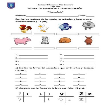 Prueba De Reconocimiento De Letras Presentar A Los Niños Pequeños